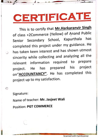 specific accountancy project file | PDF