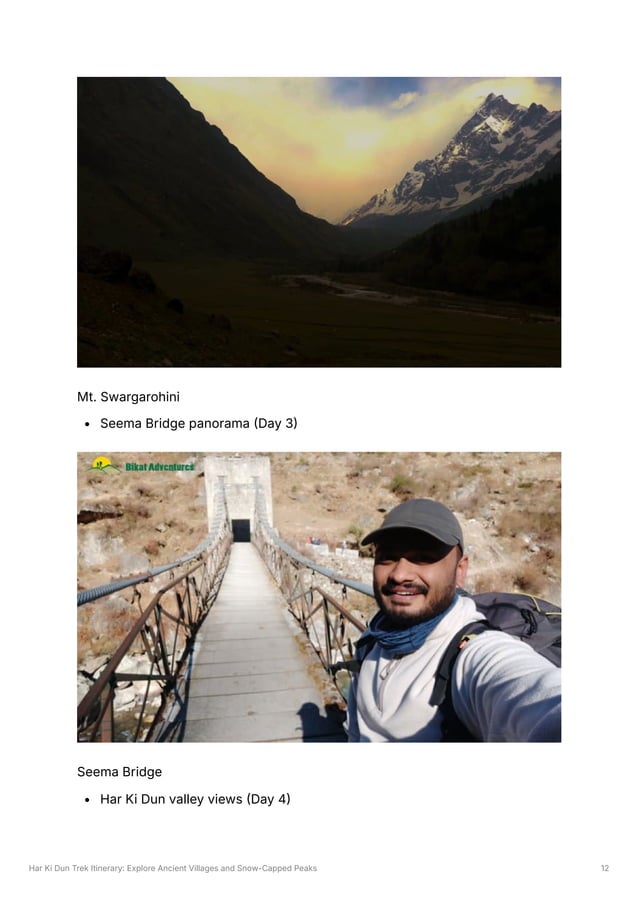 Har Ki Dun Trek Itinerary-Explore Ancient Villages and Snow-Capped Peaks | PDF
