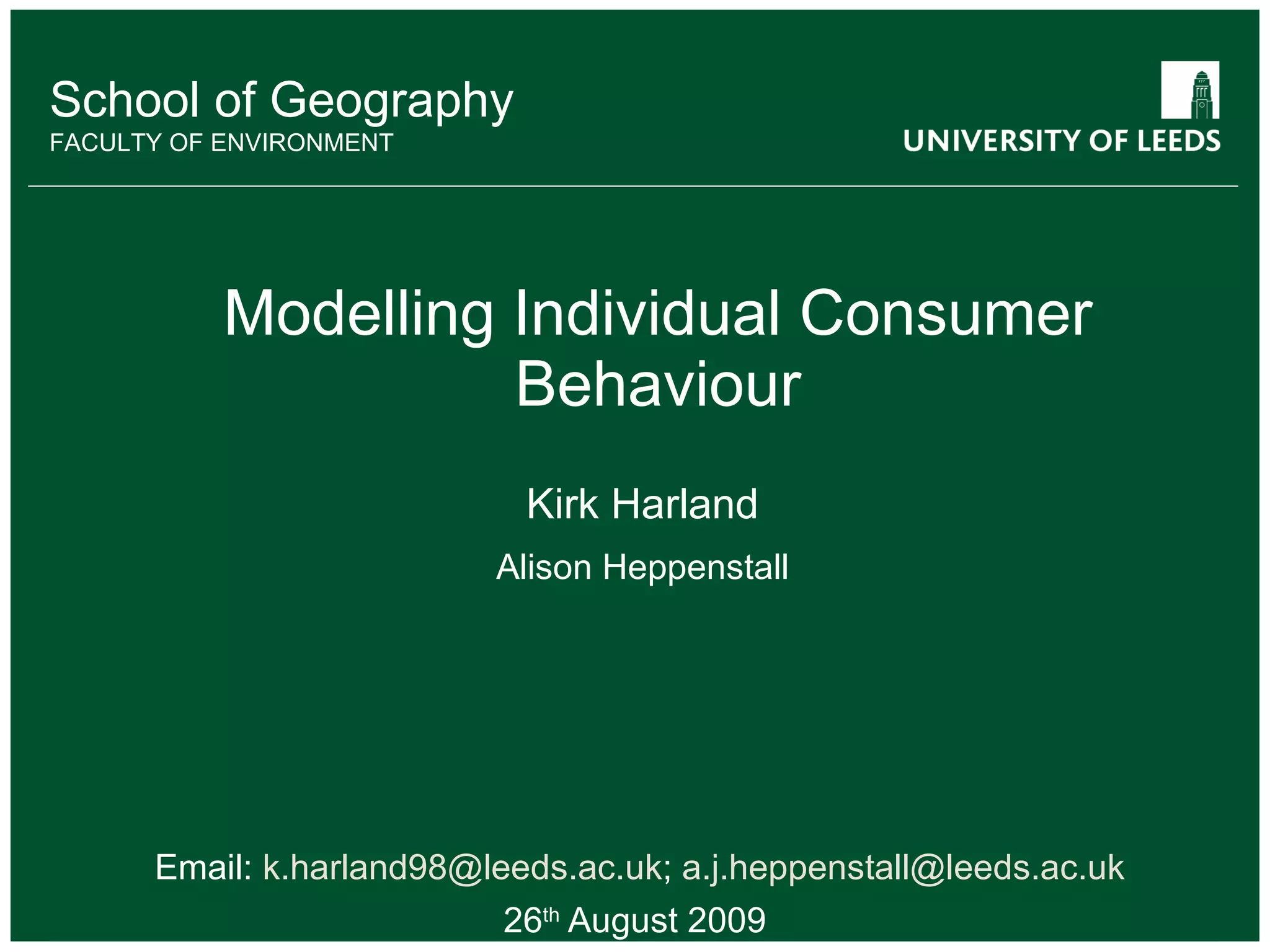 Modelling Individual Consumer Behaviour | PPT Modelling Individual Consumer Behaviour | PPT