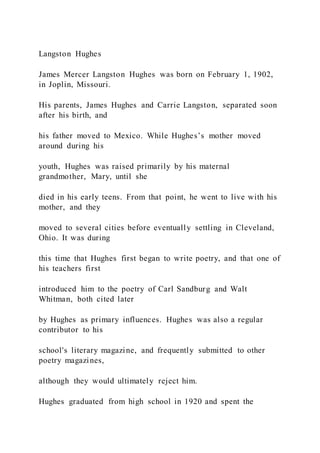 Harlem by langston hughes what happens to a dream defer | DOCX