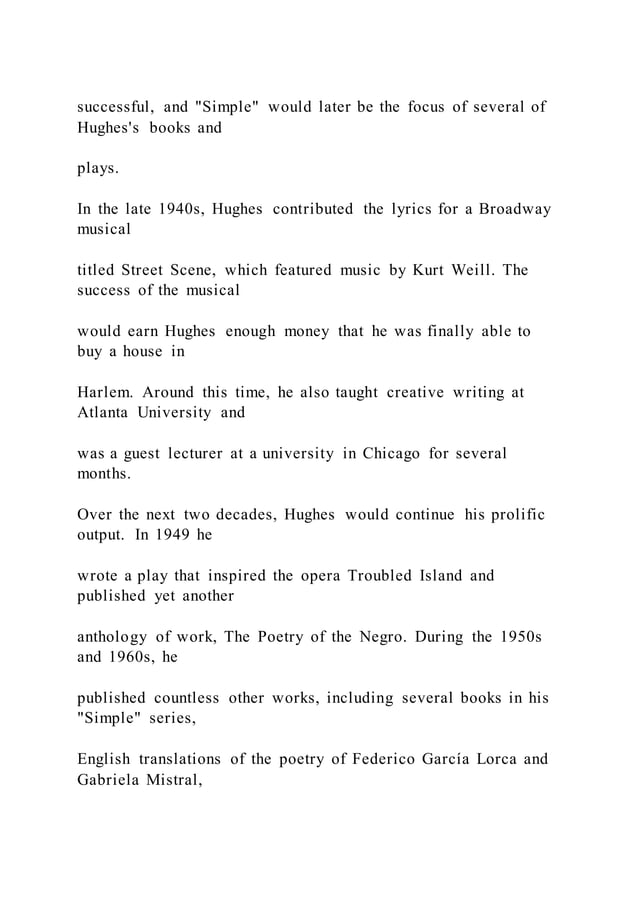Harlem by langston hughes what happens to a dream defer | PDF