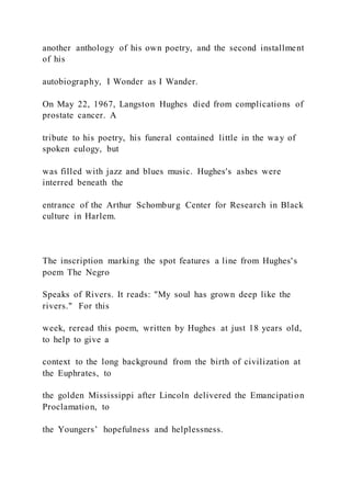 Harlem by langston hughes what happens to a dream defer | DOCX