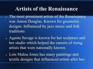 Harlem Renaissance Art | PPTX | Jazz | Music