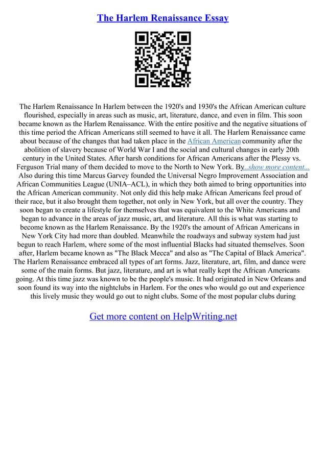 Harlem Renaissance Essays | PDF
