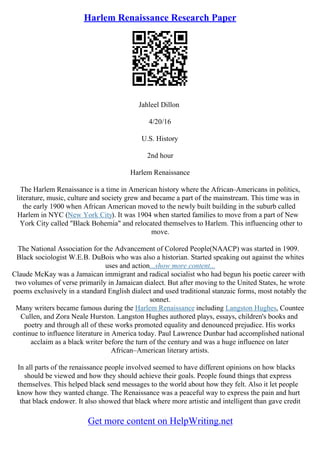 Harlem Renaissance Essays | PDF