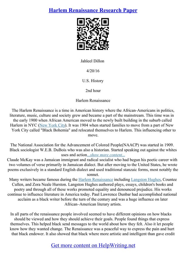 Harlem Renaissance Essays | PDF
