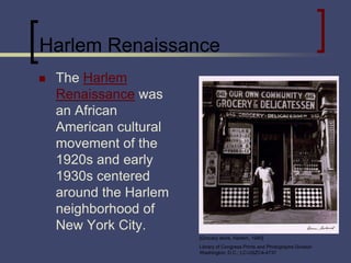 Harlem renaissance groups station one | PPTX