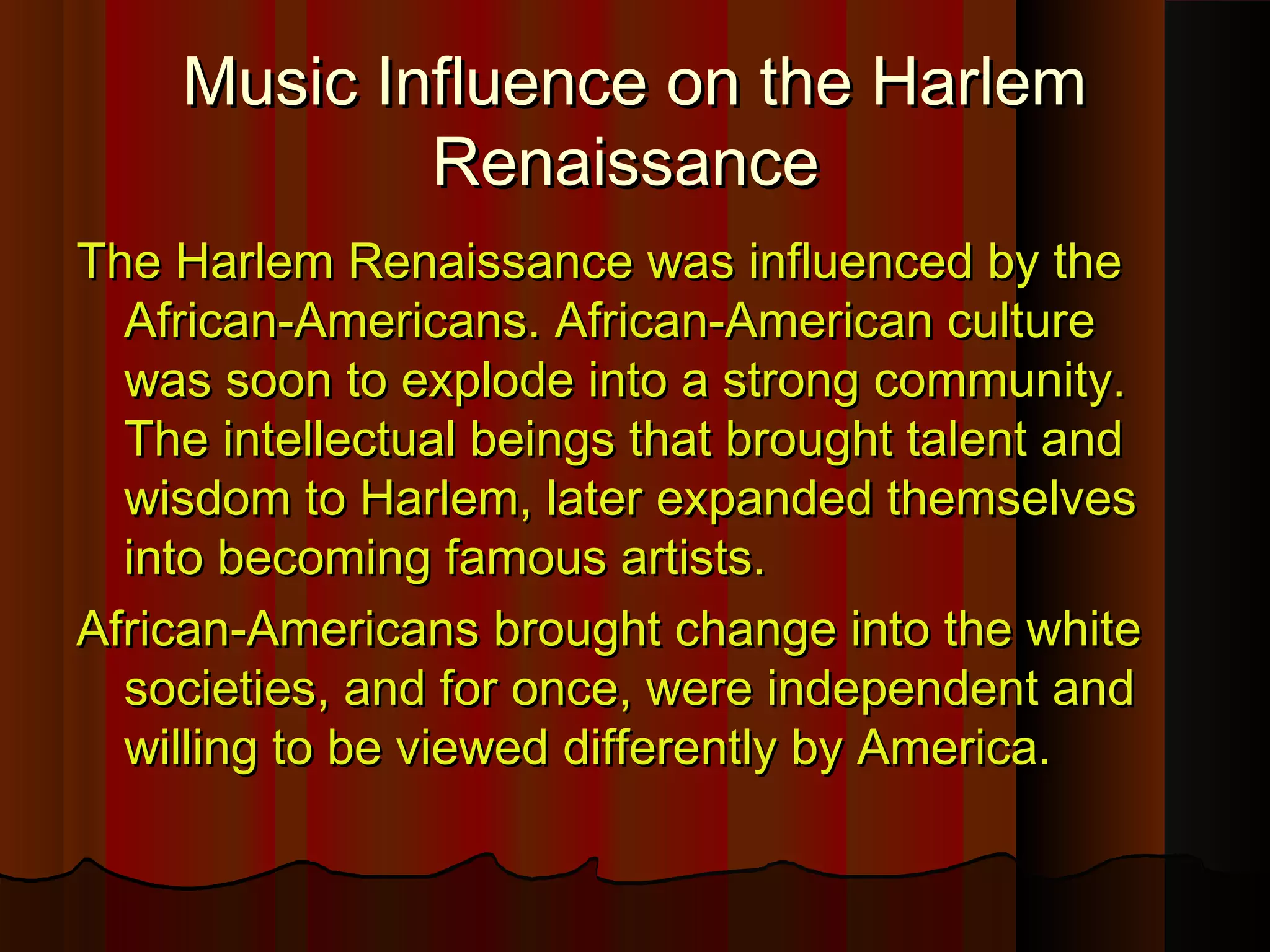 Harlem Renaissance Music and Dance | PPT | Jazz | Music