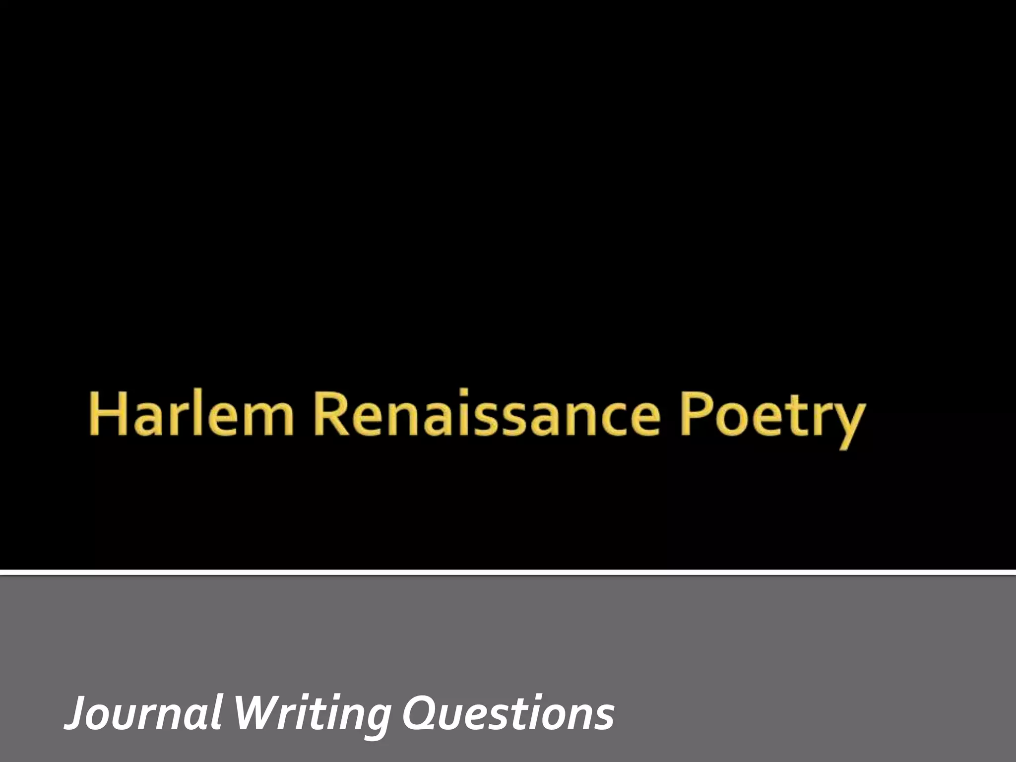 Harlem renaissance poetry | PPTX