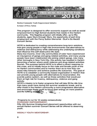 Harlem Renaissance Summer Music Fest Summarized Percy Sutton Generic | PDF