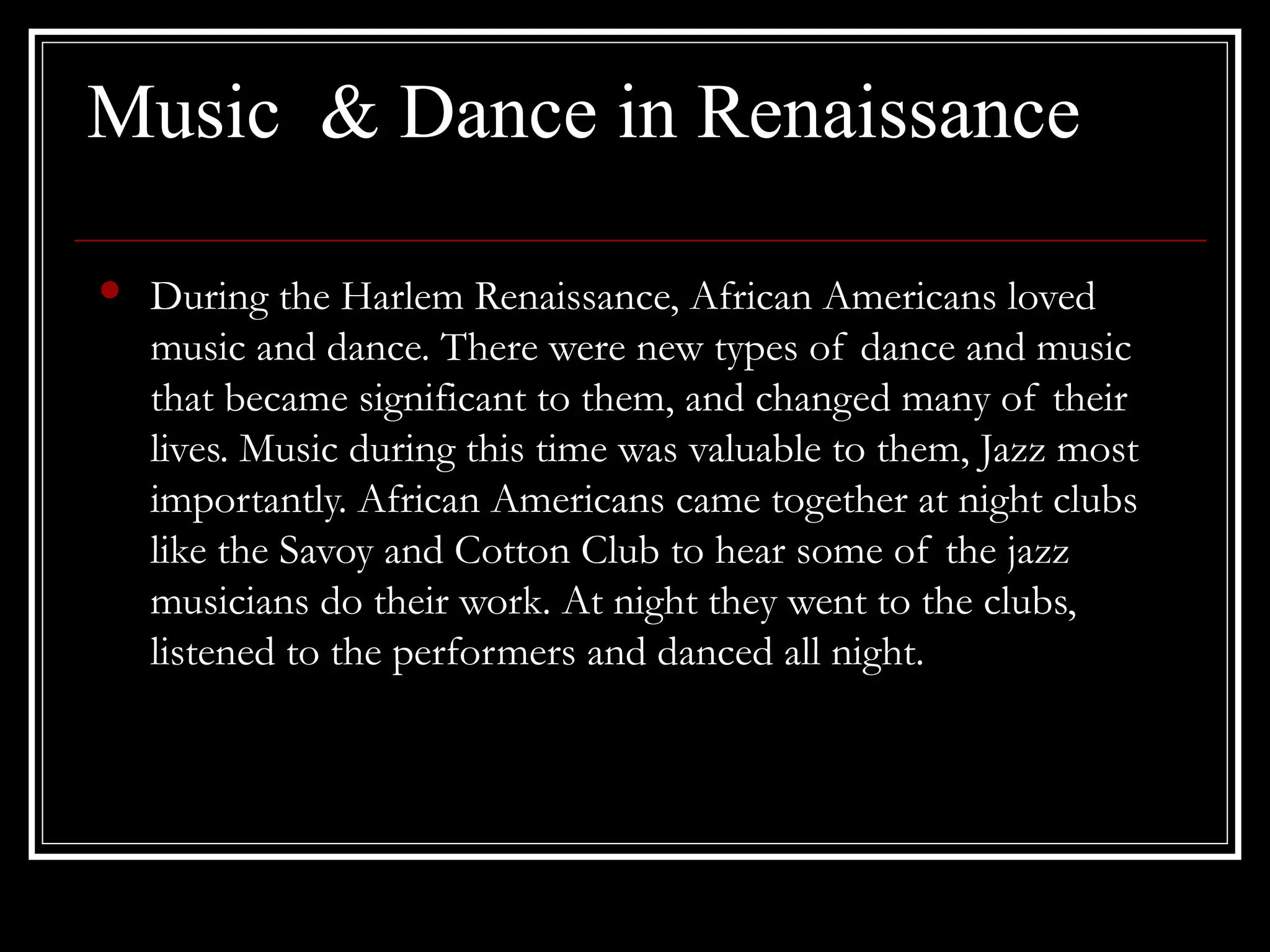 Harlem Renaissance Dance and Music | PPT