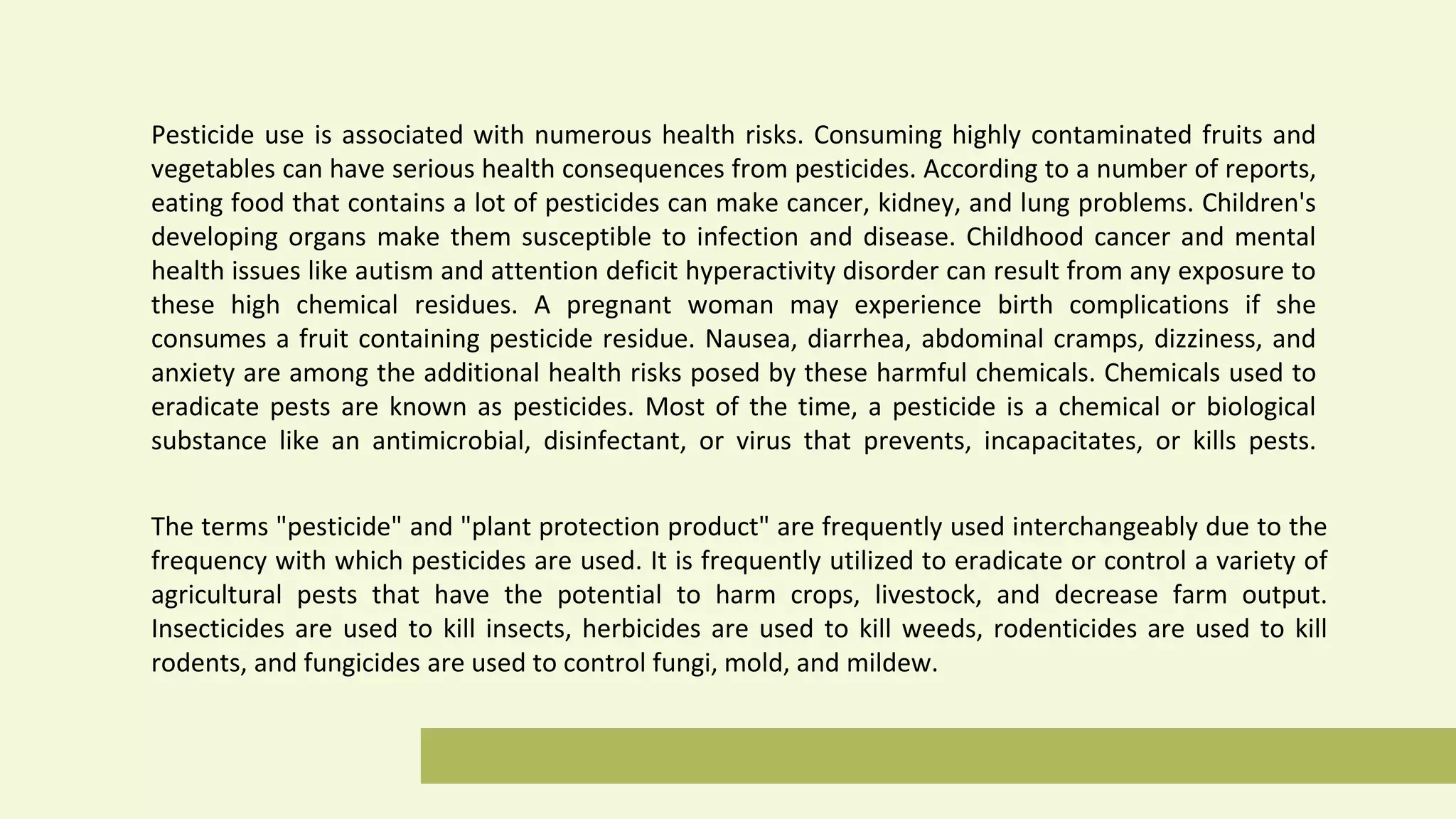 Harmful Effects of Pesticides in Fruits and Vegetables | PPTX