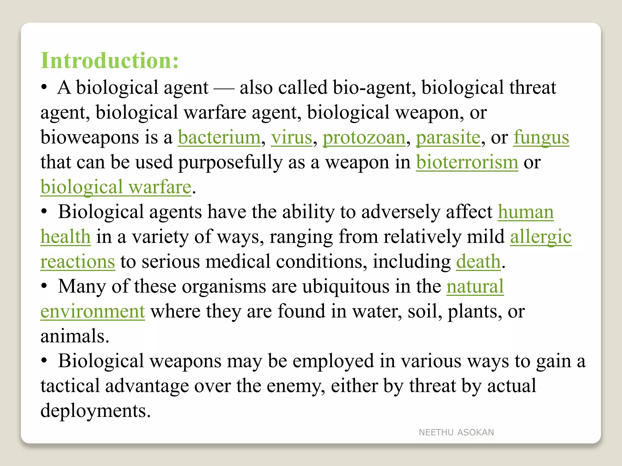 Biological warfare | PPTX
