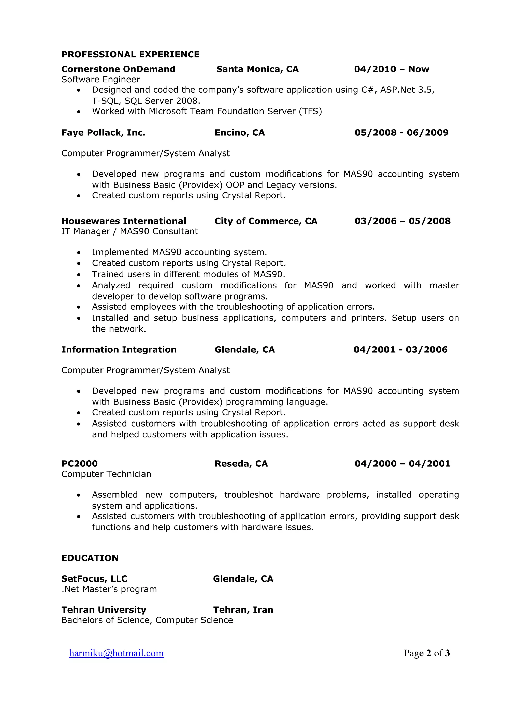 Harmik Uchian .Net Resume | PDF