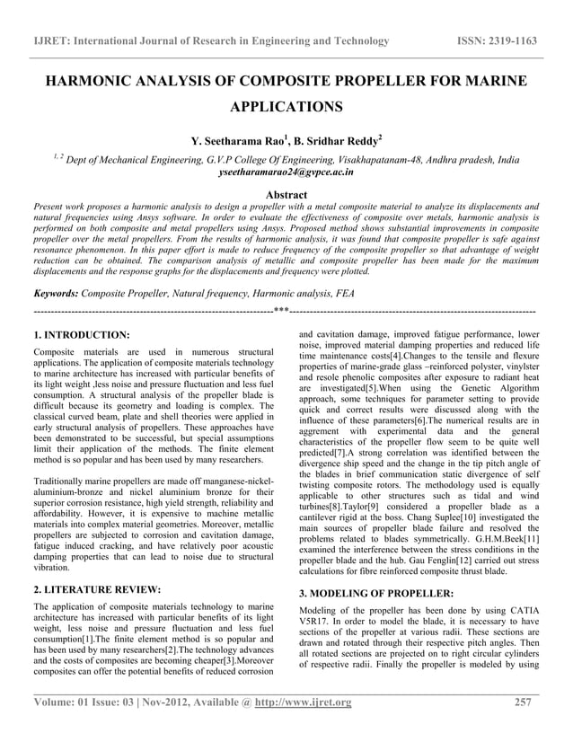Harmonic analysis of composite propeller for marine applications | PDF