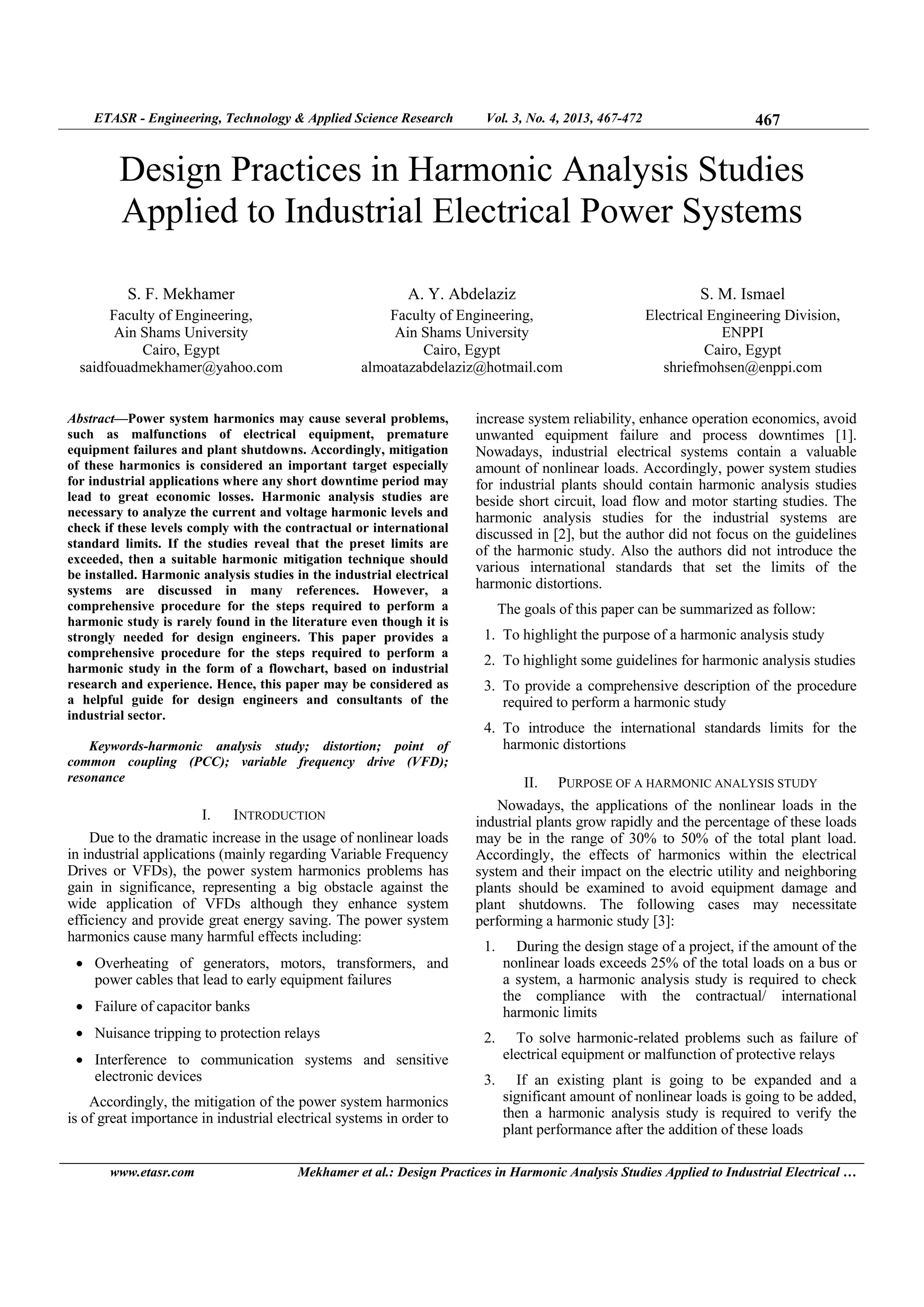 Harmonic analysis procedure | PDF