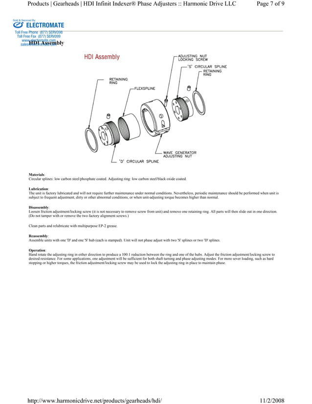 Harmonic drive hdi_specification_specsheet | PDF | Computer Peripherals | Computing