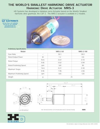 Harmonic drive mrs 3-specsheet | PDF