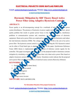 Harmonic Mitigation by SRF Theory Based Active Power Filter using ...