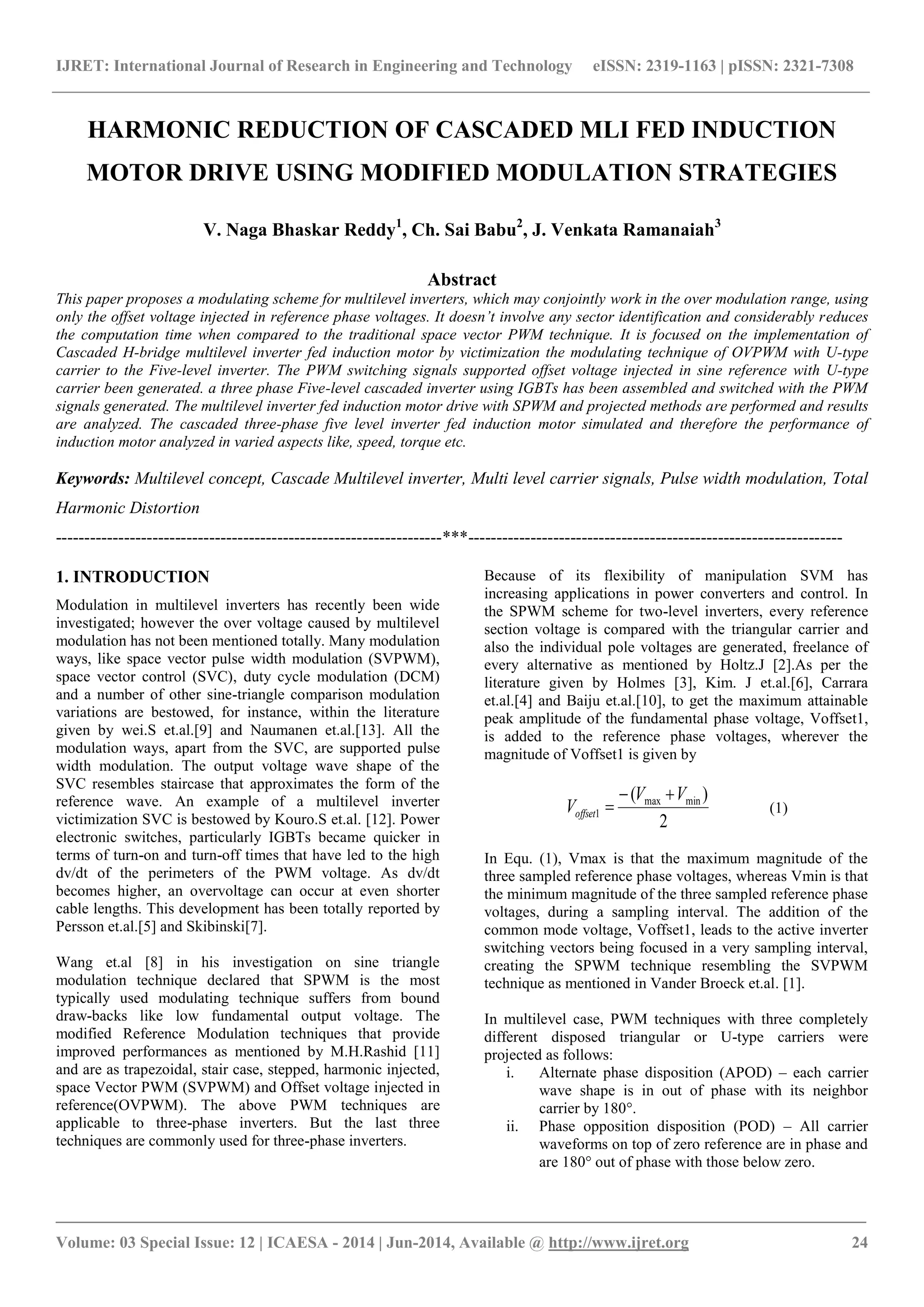 Harmonic reduction of cascaded mli fed induction | PDF