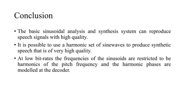 Harmonic speech coding | PPT