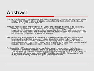 Harmonization of HDF with National Imagery Transfer Format (NITF) 2.1 | PPT