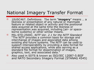 Harmonization of HDF with National Imagery Transfer Format (NITF) 2.1 | PPT