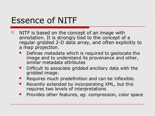 Harmonization of HDF with National Imagery Transfer Format (NITF) 2.1