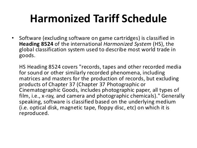 Harmonized tariff schedule (hts) and schedule