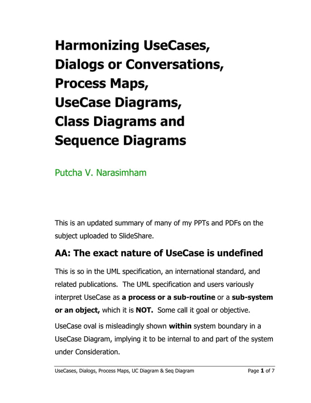 Harmonizing use cases, dialogs or conversations, process maps, usecase ...