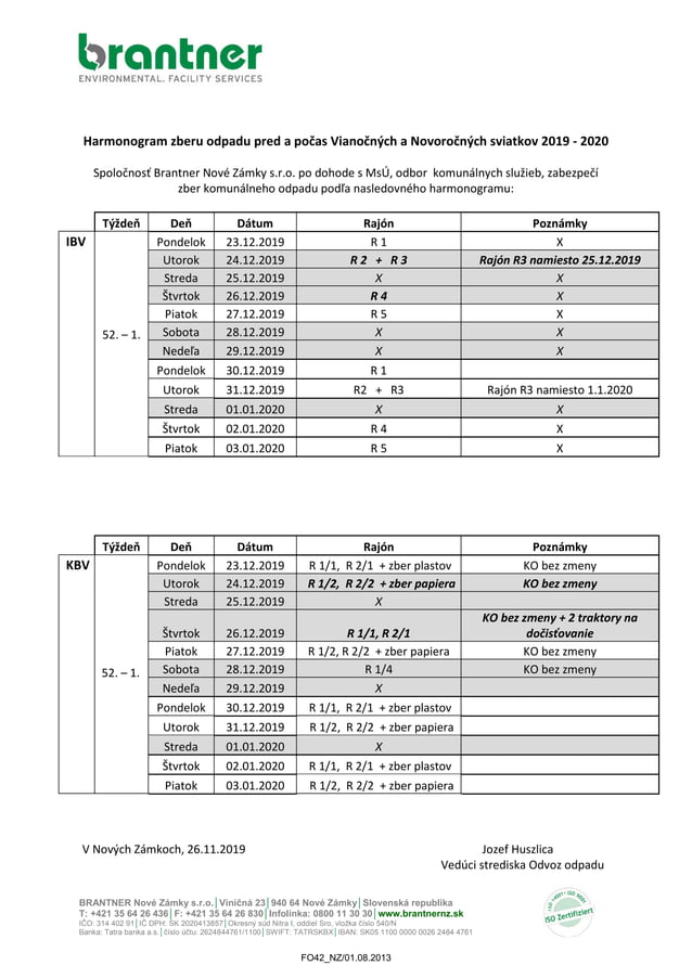 Harmonogram zberu komunálneho odpadu | PDF