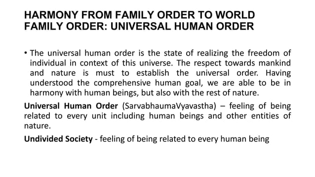 HARMONY IN THE FAMILY AND SOCIETY - Unit-III | PPTX | Family and Relationships