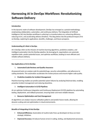 AI in DevOps Workflows: Transforming Software Delivery with Automation ...