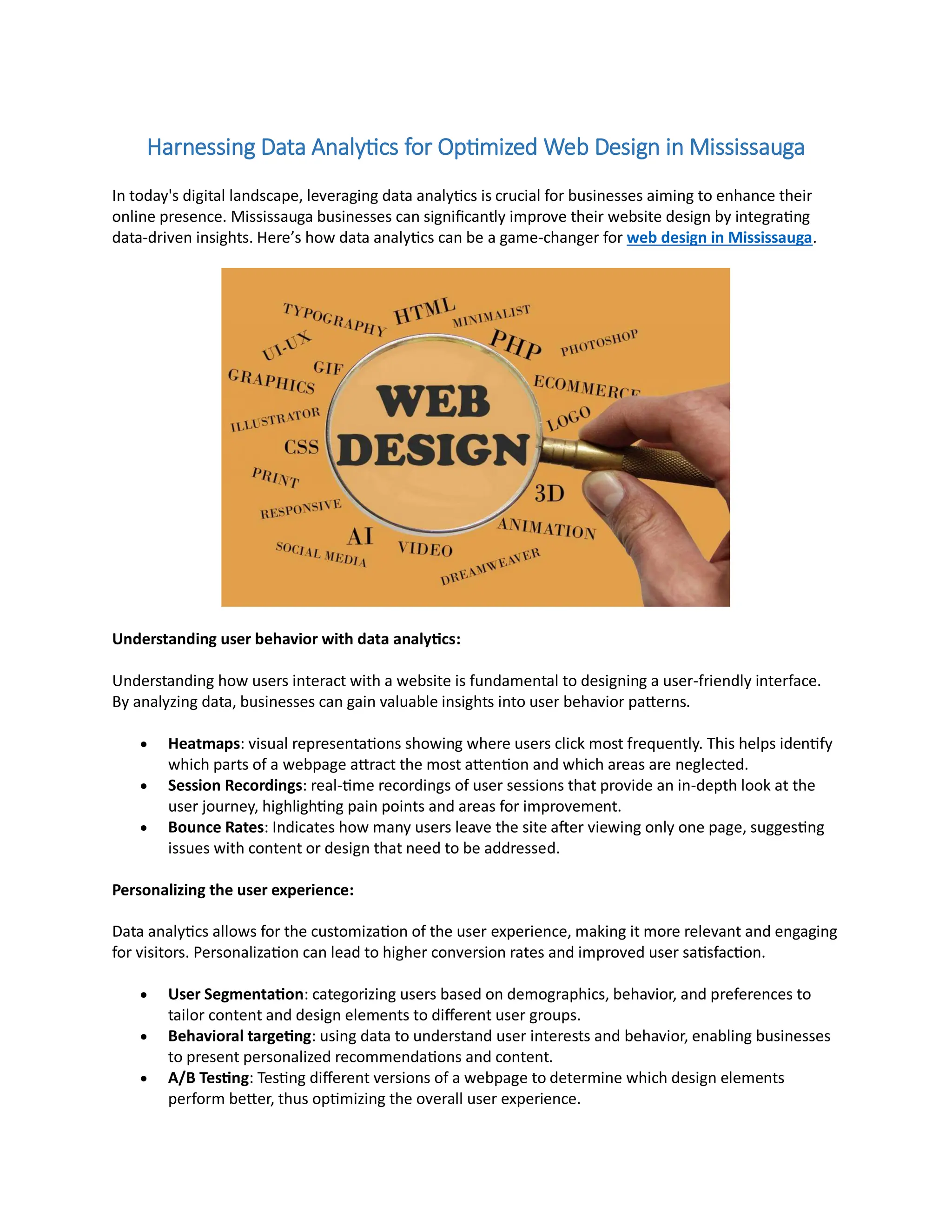 Harnessing Data Analytics for Optimized Web Design in Mississauga | PDF