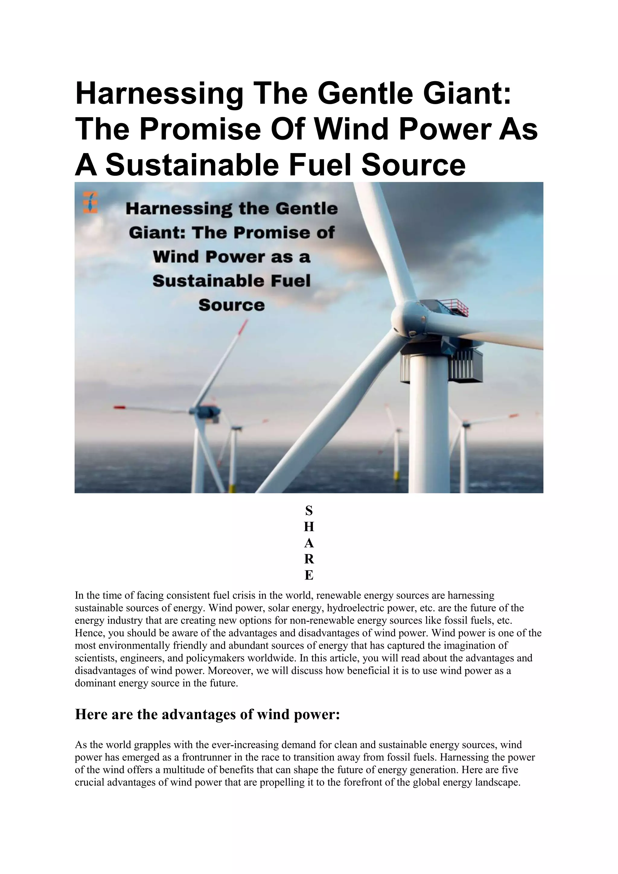 Wind Power: Advantages And Disadvantages As A Sustainable Fuel Source ...