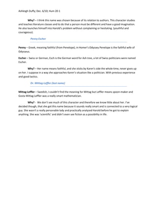Stranger Than Fiction Names | DOCX