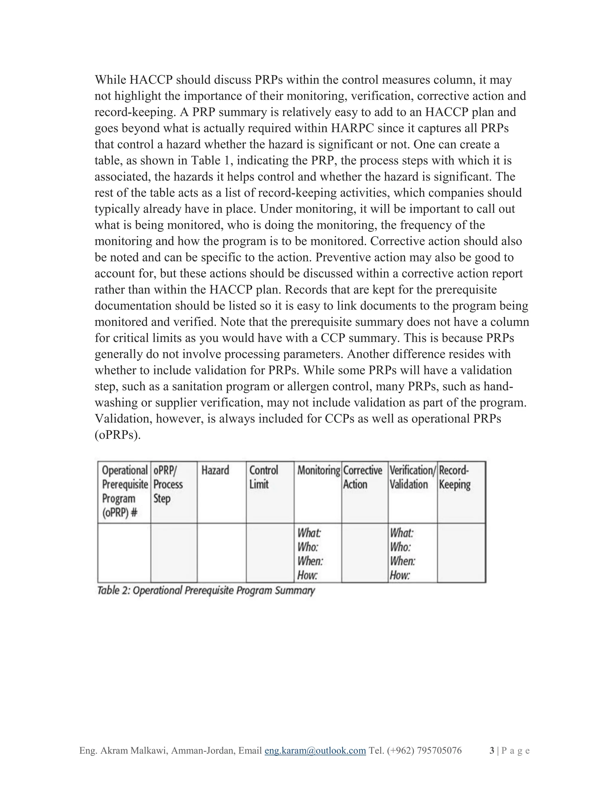 HAZARD ANALYSIS RISK-BASED PREVENTIVE CONTROL [HARPC] & TRADITIONAL ...