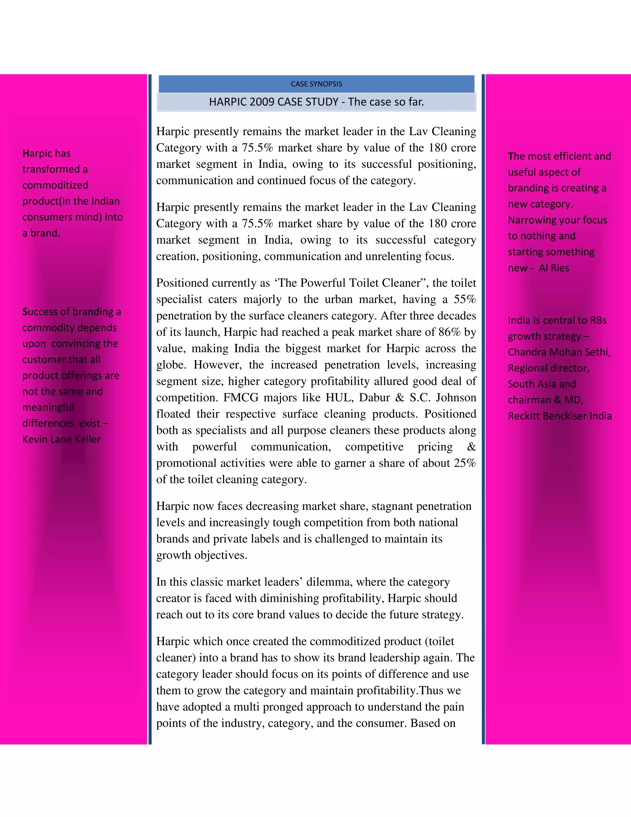Harpic rb case study | PDF