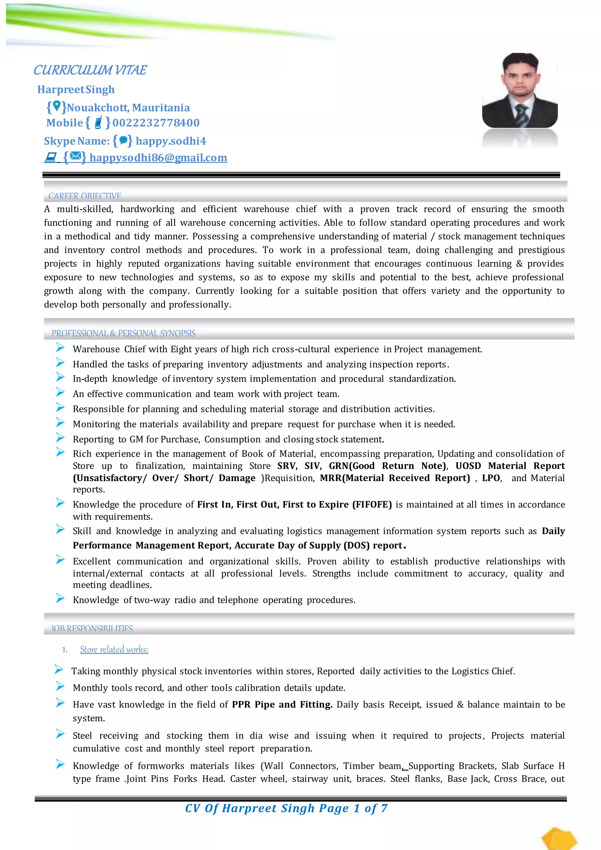 Harpreet singh cv | DOCX