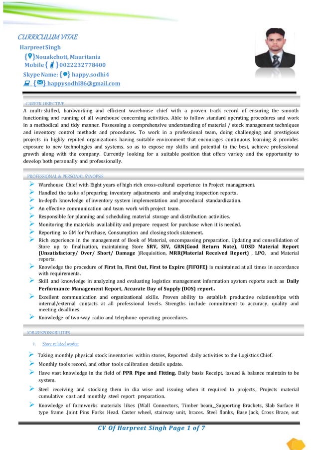 Harpreet singh cv | PDF