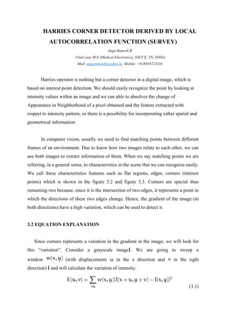 Harries corner detector derived by local autocorrelation function ...