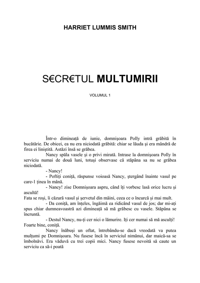 Harriet lummis smith secretul multumirii (pollyanna) 1, 2 , 3 | PDF
