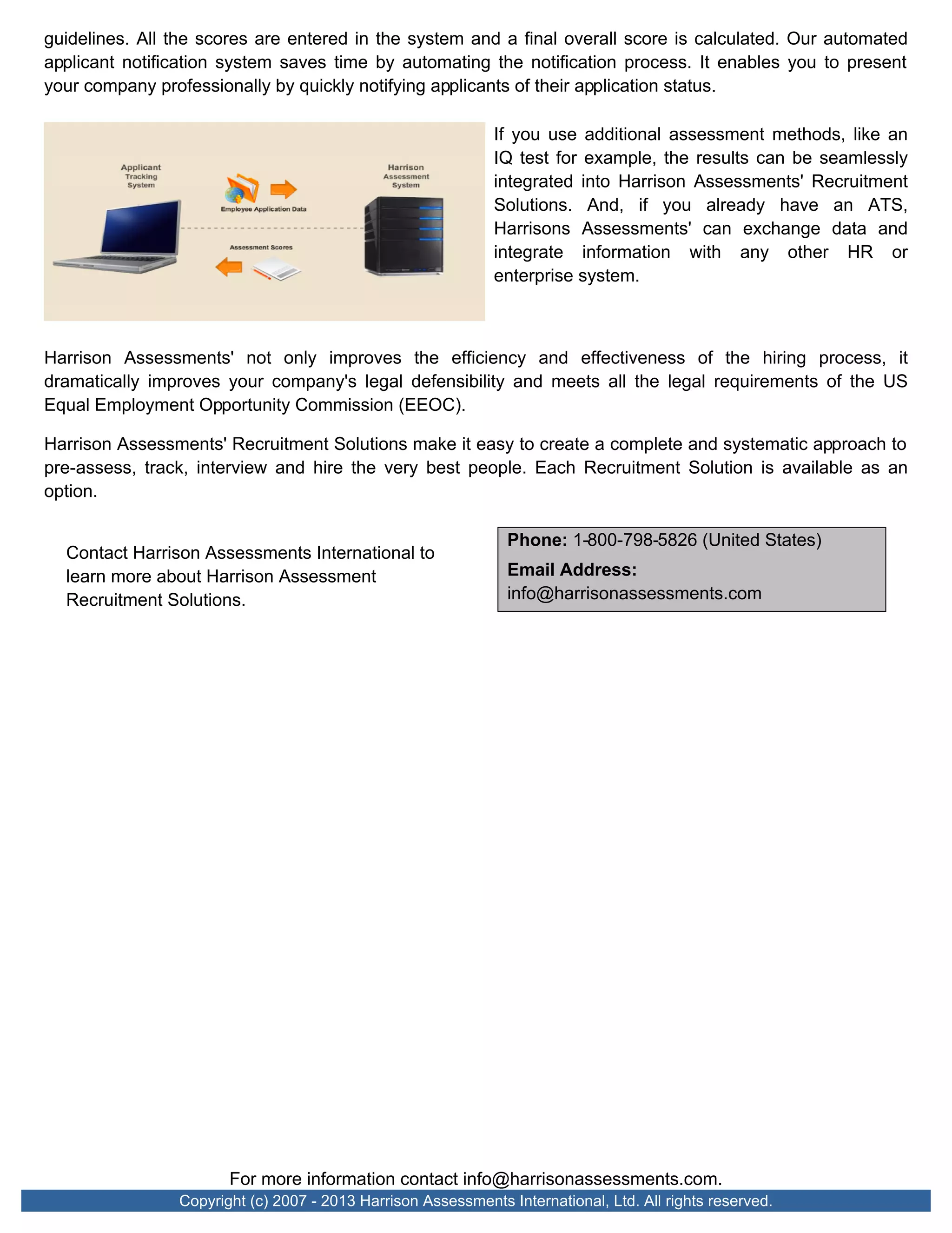 Harrison Assessments Recruitment Sales Sheet | PDF