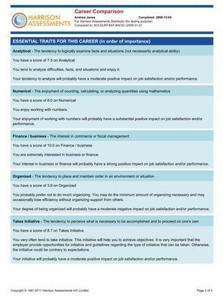 Harrison Assessments Sample Report Career Comparison | PDF