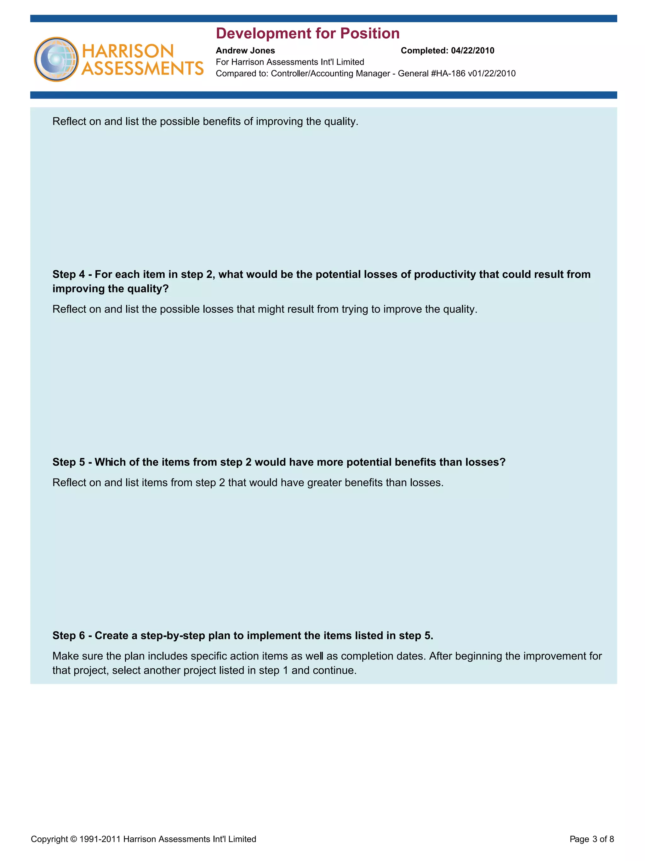 Harrison Assessments Sample Report Development for Position | PPT