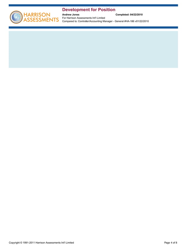 Harrison Assessments Sample Report Development for Position | PPT