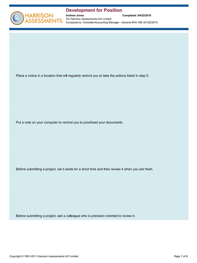 Harrison Assessments Sample Report Development for Position | PPT