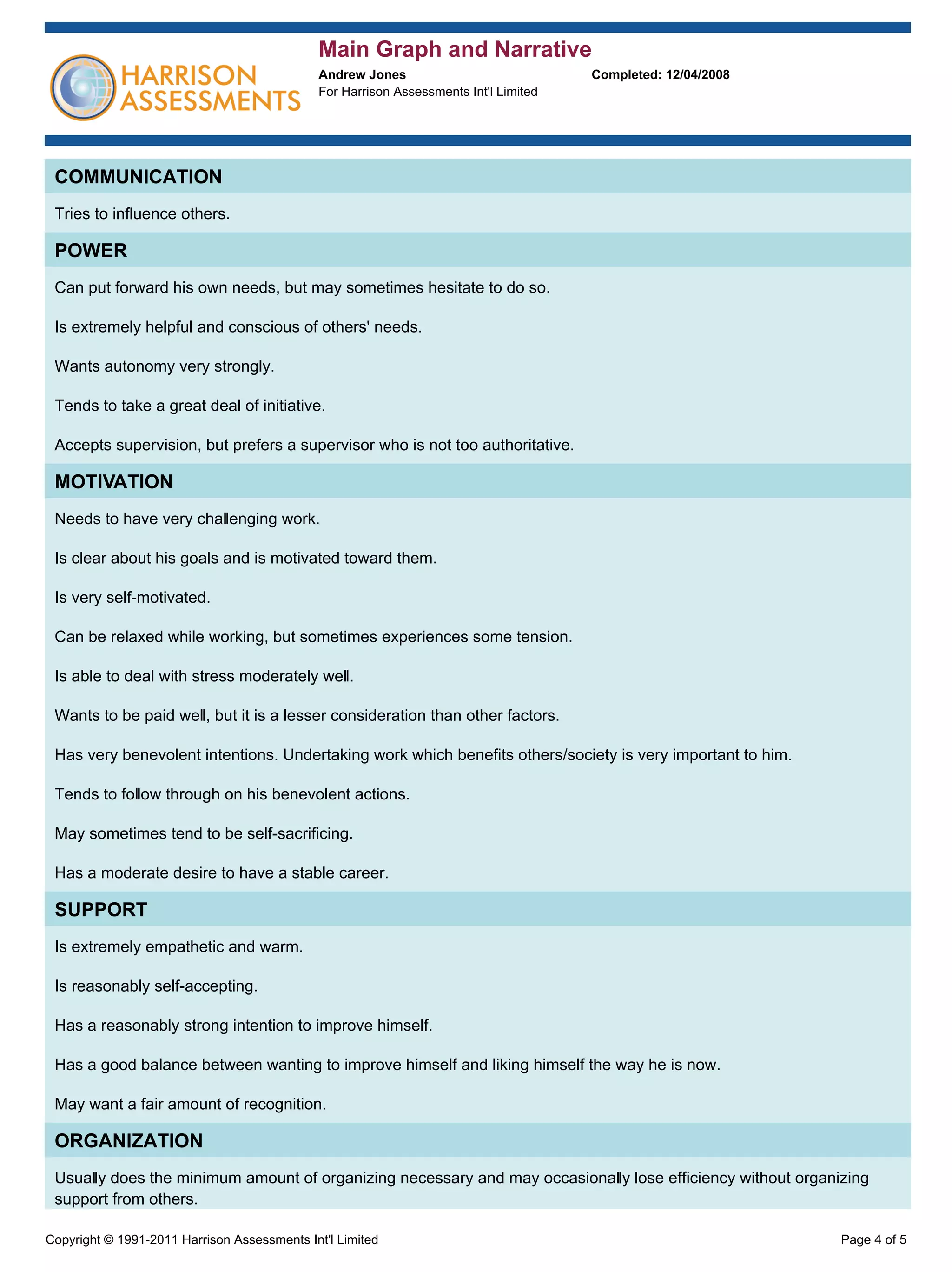 Harrison Assessments Sample Report Main Graph | PDF
