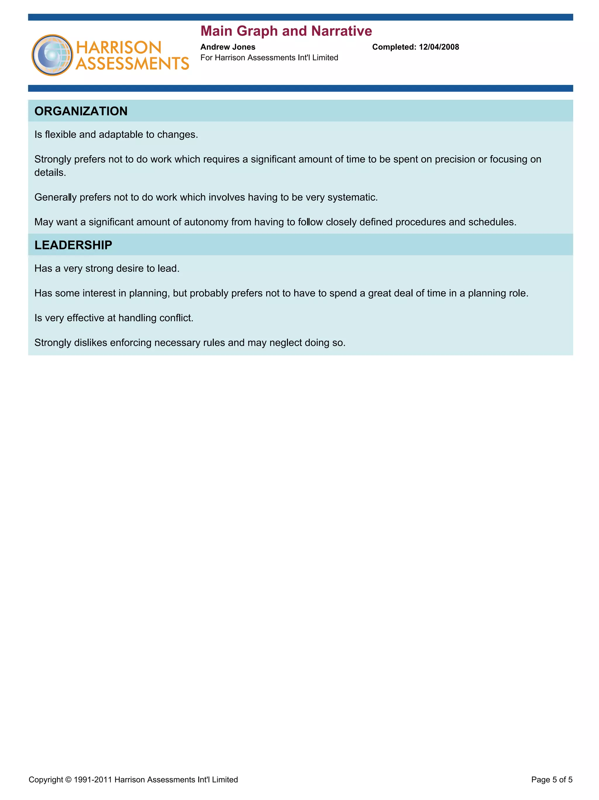 Harrison Assessments Sample Report Main Graph | PDF