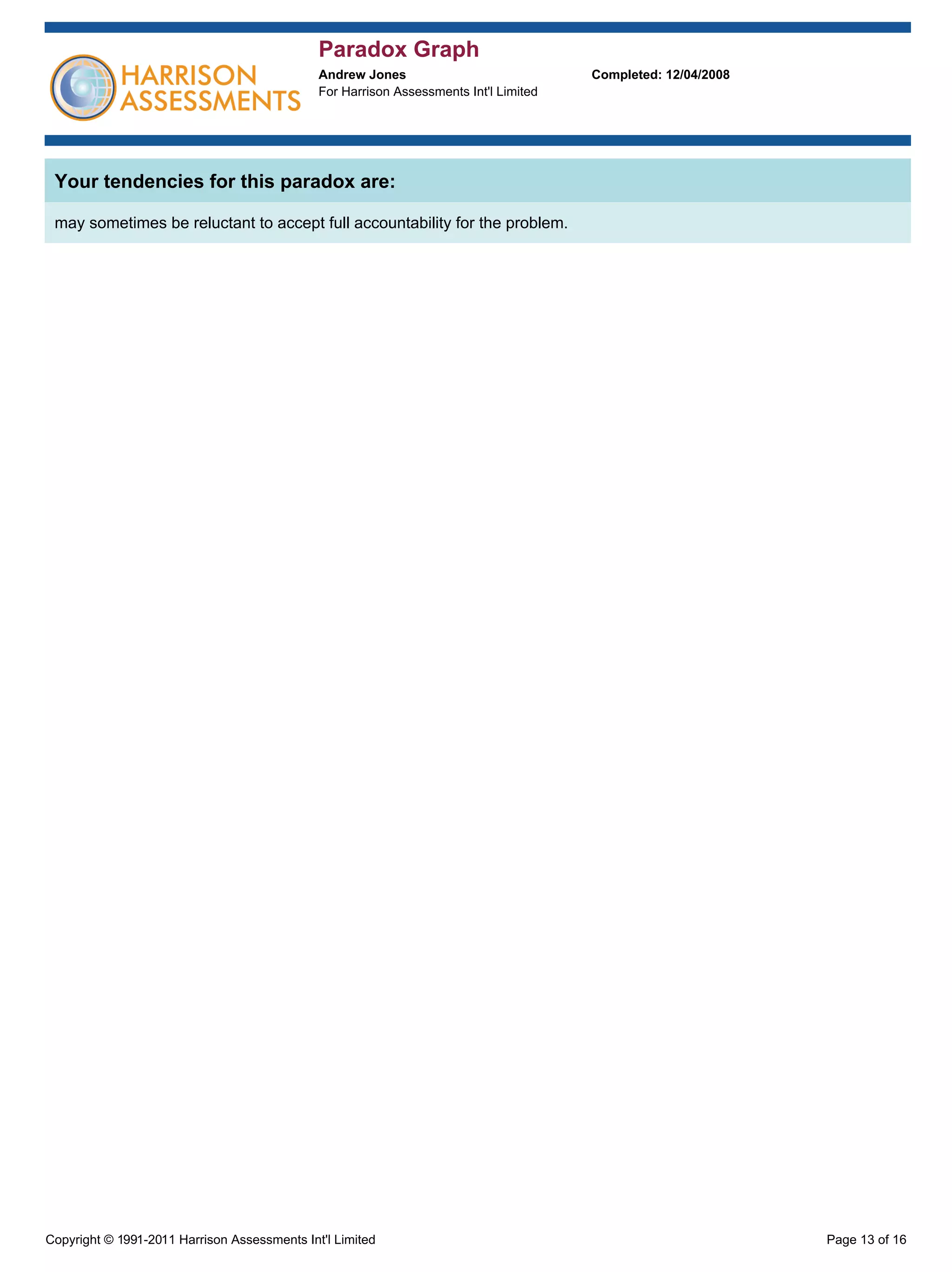 Harrison Assessments Sample Report Paradox Report | PDF